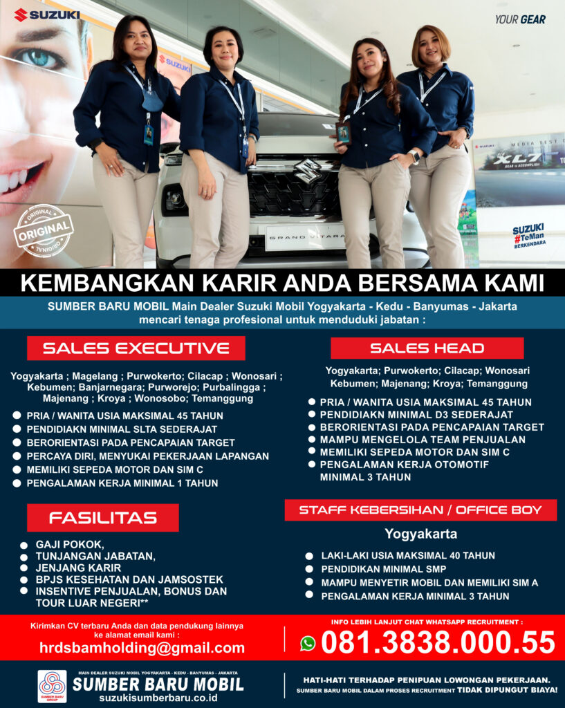 Lowongan Kerja Sales Executive - Sales Head - Staff Kebersihan / Office ...
