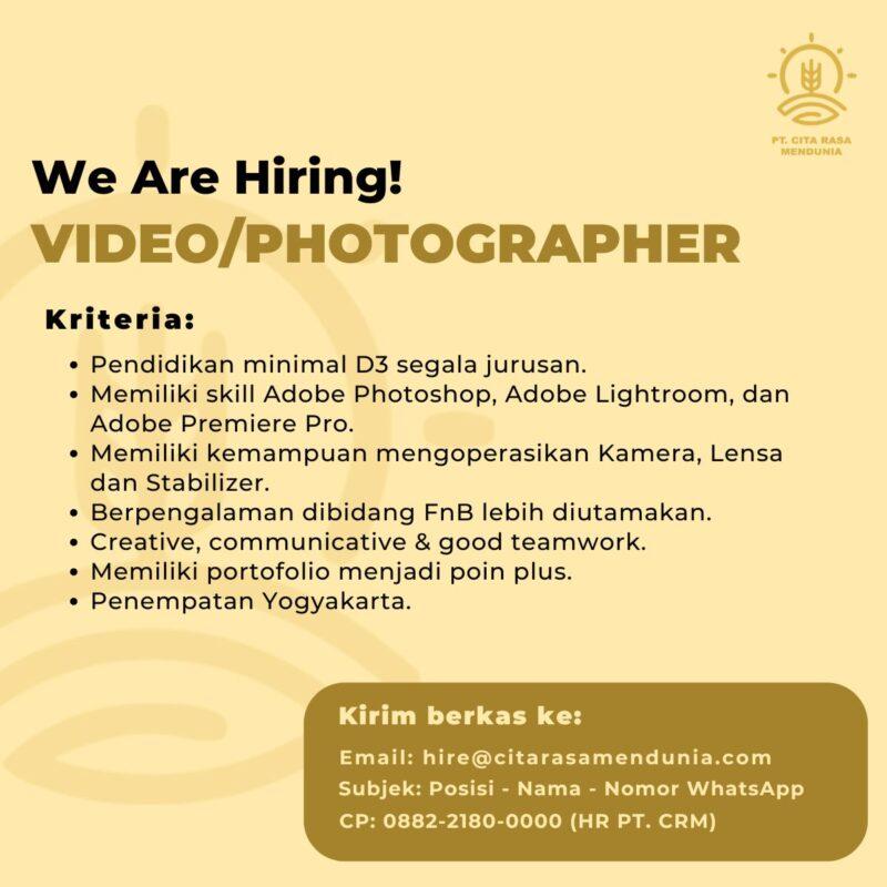 Lowongan Kerja Video/Photographer - Graphic Designer di PT. Cita Rasa ...