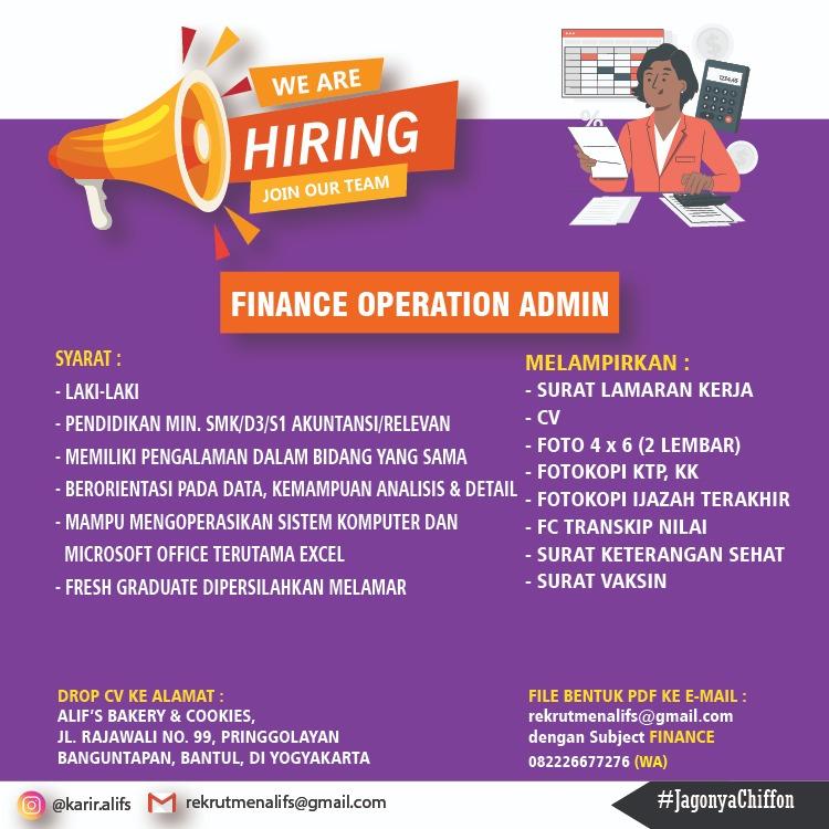 Lowongan Kerja Finance Operation Admin - Operator Mesin - Penggoreng Donat - Staff Packing Admin ...