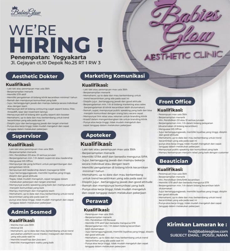 Lowongan Kerja Aesthetic Dokter - Supervisor - Admin Sosmed - Marketing Komunikasi - Apoteker ...