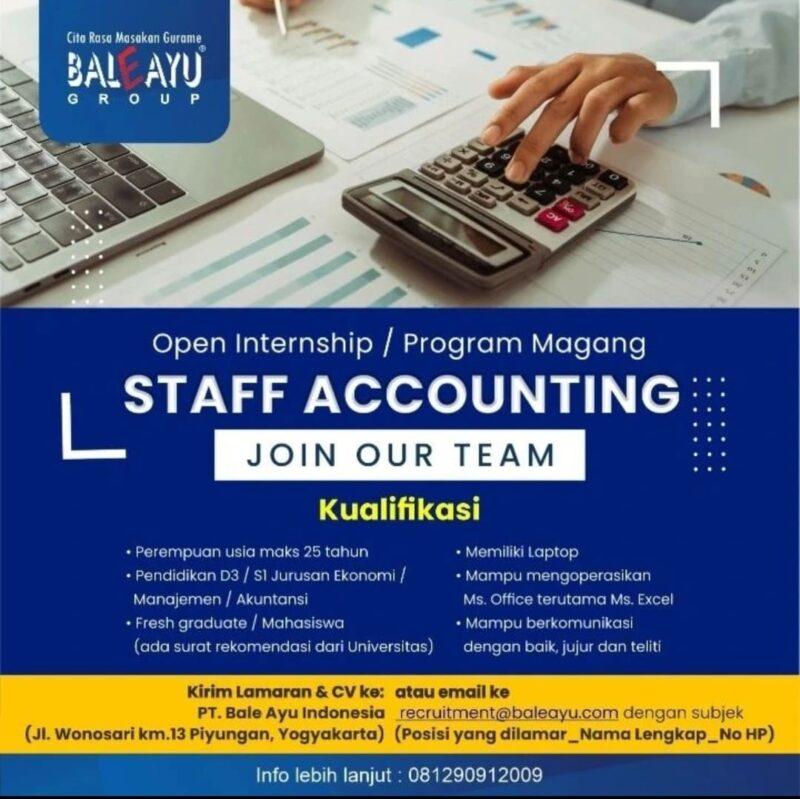 Lowongan Kerja Magang Staff Accounting di Bale Ayu Group - LokerJogja.ID