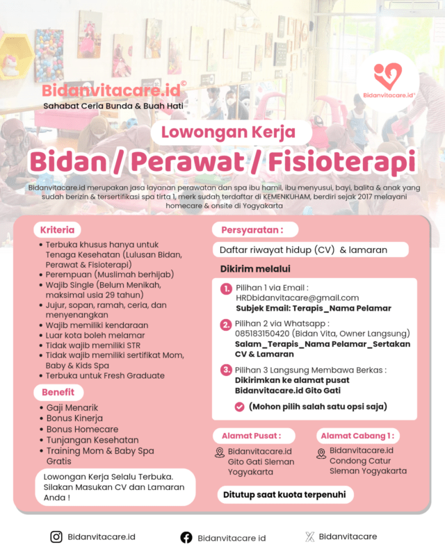 Lowongan Kerja Bidan/Perawat/Fisioterapi di Bidanvitacare.id ...