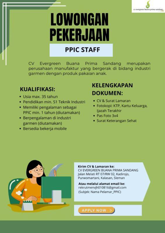 Lowongan Kerja PPIC Staff di CV. Evergreen Buana Prima Sandang - LokerJogja.ID