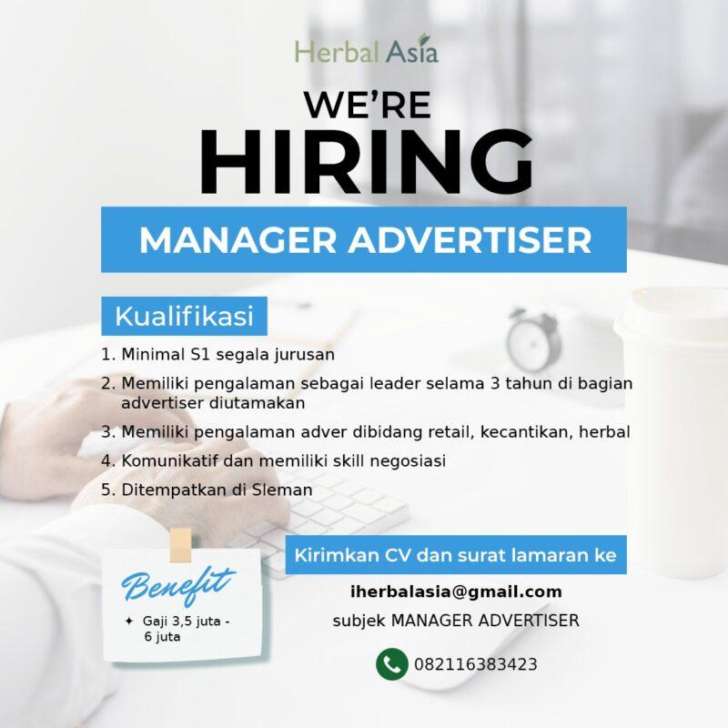 Lowongan Kerja Manager Advertiser di CV. Herbalasia Indonesia ...