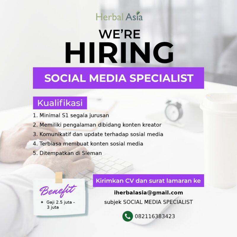 Lowongan Kerja Social Media Specialist di CV. Herbalasia Indonesia - LokerJogja.ID