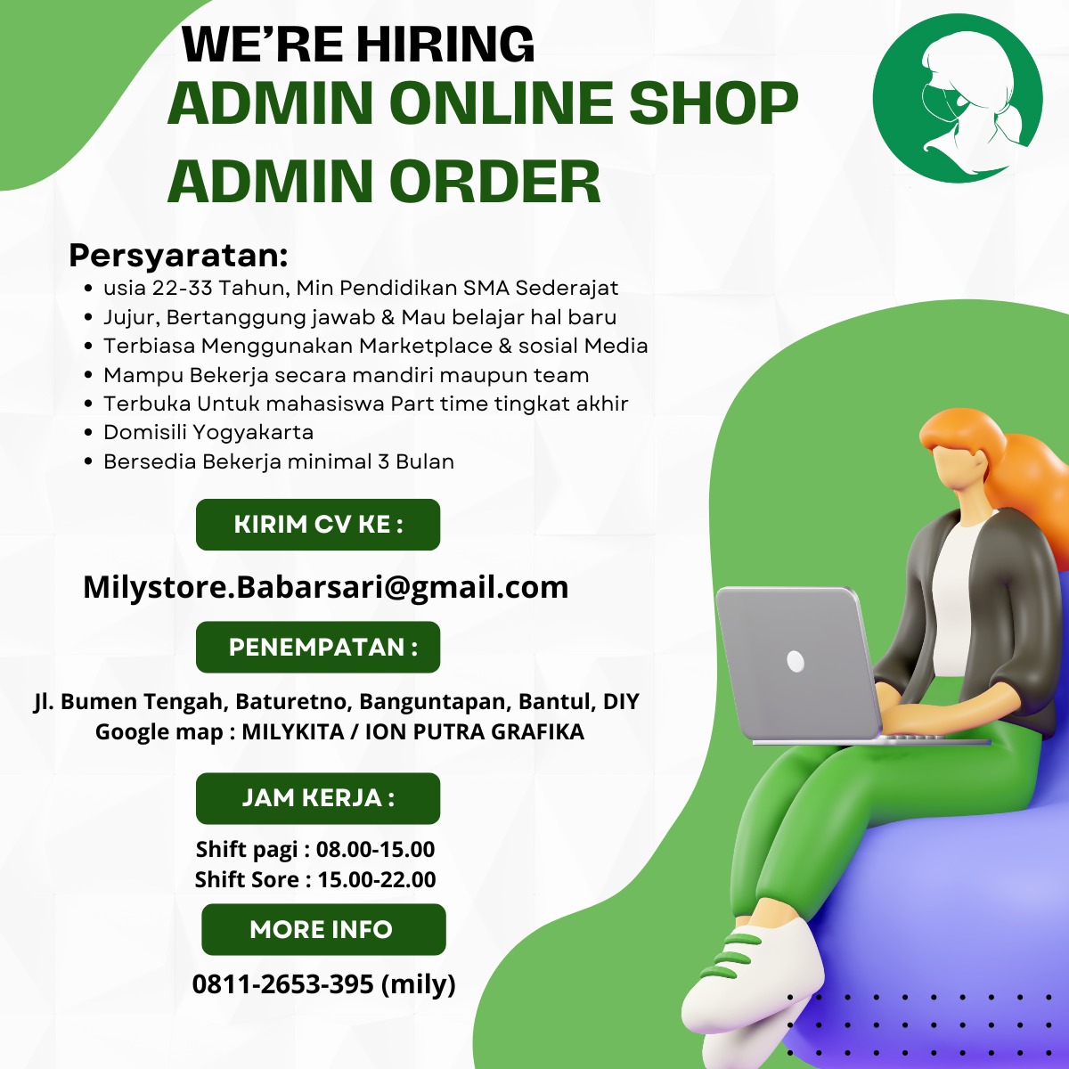 Lowongan Kerja Admin Online Shop - Admin Order di Ion Grafika - LokerJogja.ID