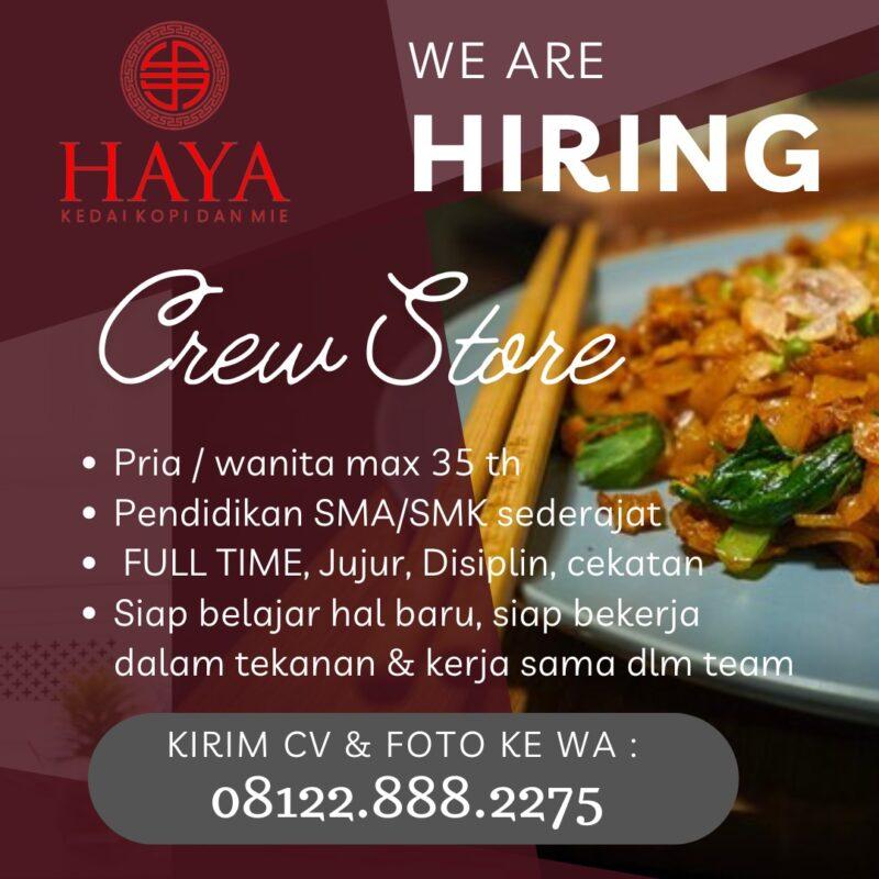 Lowongan Kerja Crew Store di Kedai Haya - LokerJogja.ID