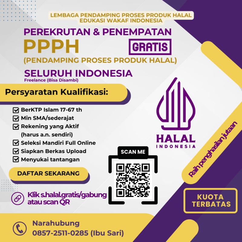 Lowongan Kerja Pendamping Proses Produk Halal di LPPPH EWI - LokerJogja.ID