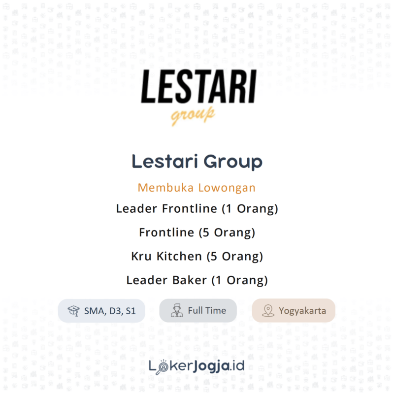 Lowongan Kerja Leader Frontline - Frontline - Kru Kitchen - Leader ...