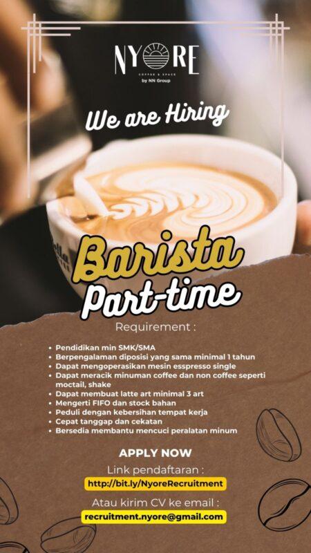 Lowongan Kerja Barista - Manager Operasional Cafe di Nyore Coffee ...