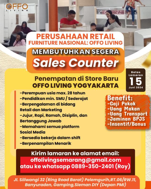 Lowongan Kerja Sales Counter di Offo Living - LokerJogja.ID