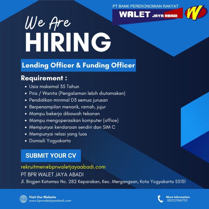 Lowongan Kerja Lending Officer & Funding Officer di PT. BPR Walet Jaya ...