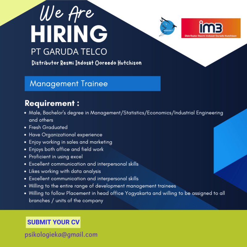 Lowongan Kerja Management Trainee di PT. Garuda Telco - LokerJogja.ID