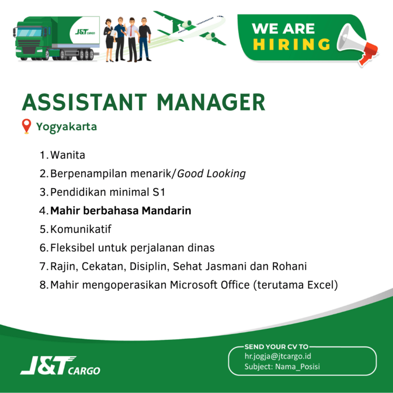 Lowongan Kerja Assistant Manager di PT. Global Jet Cargo (J&T Cargo ...