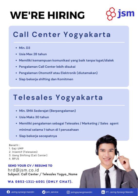Lowongan Kerja Telesales & Call Center di PT. Jaring Synergi Mandiri ... Lowongan Kerja Telesales & Call Center di PT. Jaring Synergi Mandiri ...