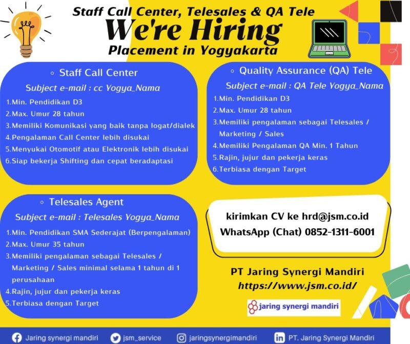 Lowongan Kerja Call Center - Telesales - QA Telesales di PT. Jaring ... Lowongan Kerja Call Center - Telesales - QA Telesales di PT. Jaring ...