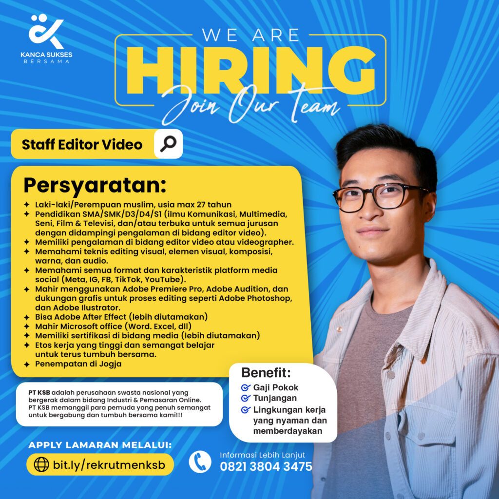 Lowongan Kerja Editor Video & Videografer di PT. Kanca Sukses Bersama ...