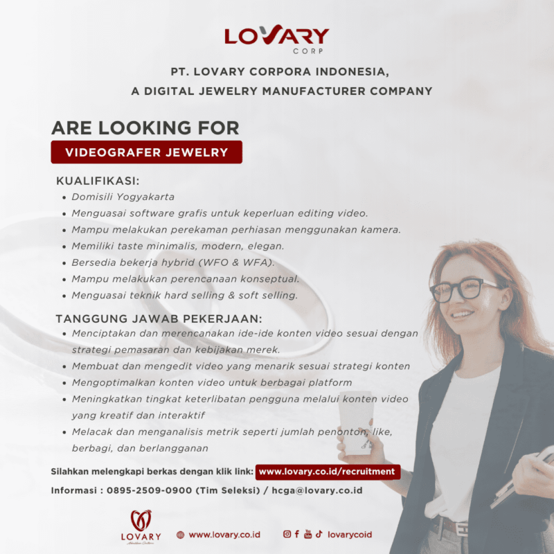 Lowongan Kerja Production Assistant Leader - Videografer Jewelry Staf - Operator Produksi Staf ...