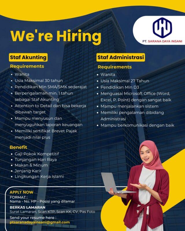 Lowongan Kerja Staf Akunting Staf Administrasi Di Pt Sarana Daya