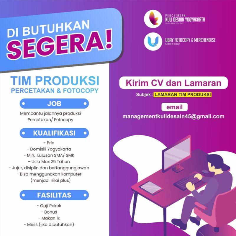 Lowongan Kerja Tim Produksi Percetakan & Fotocopy di Percetakan Kuli ...