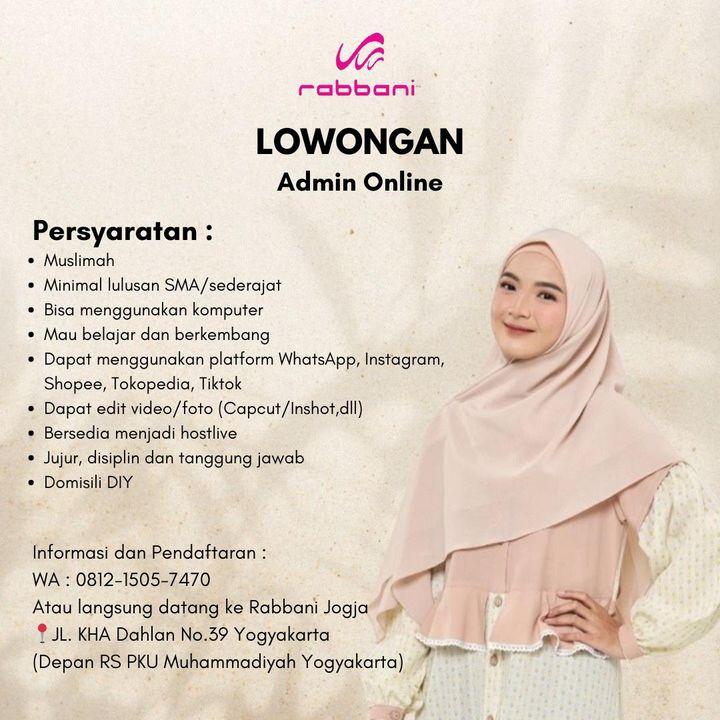 Lowongan Kerja Admin Online di Rabbani Jogja - LokerJogja.ID