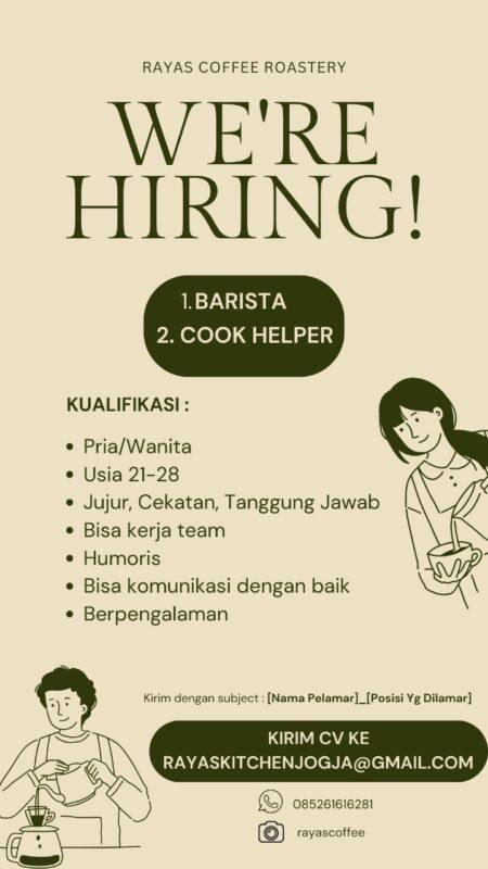 Lowongan Kerja Barista - Cook Helper di Rayas Coffee Roastery ...