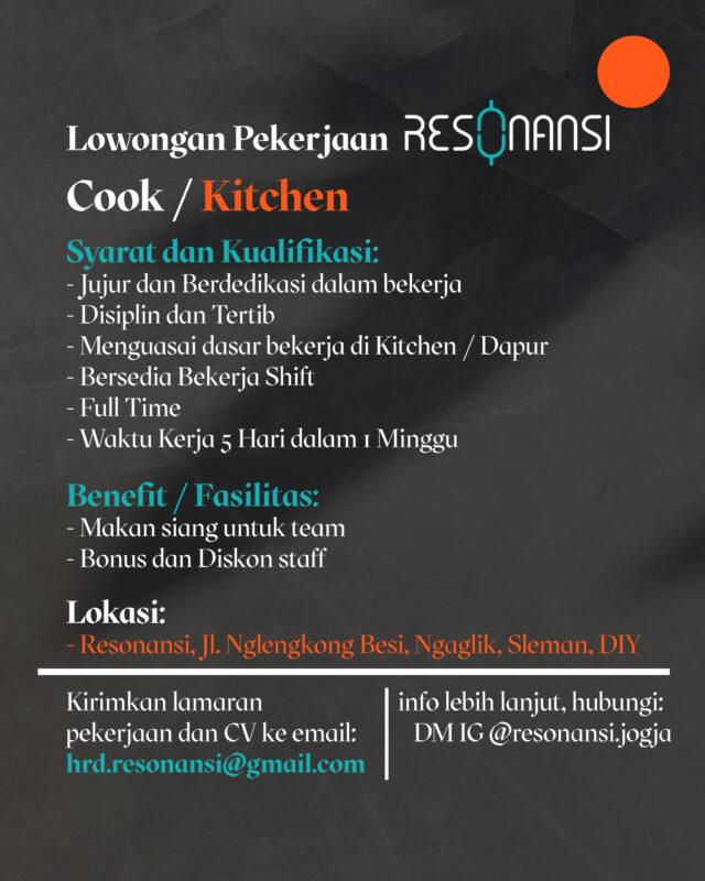 Lowongan Kerja Cook / Kitchen di Resonansi Jogja - LokerJogja.ID