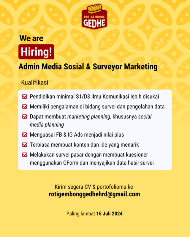 Lowongan Kerja Admin Media Sosial & Surveyor Marketing - Admin & Recruitment Sales di Roti ...