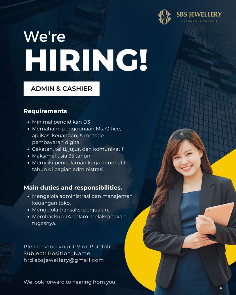 Lowongan Kerja Admin & Cashier di SBS Jewellery - LokerJogja.ID