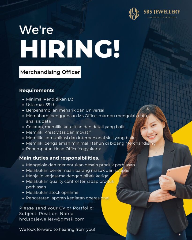Lowongan Kerja Merchandising Officer di SBS Jewellery - LokerJogja.ID