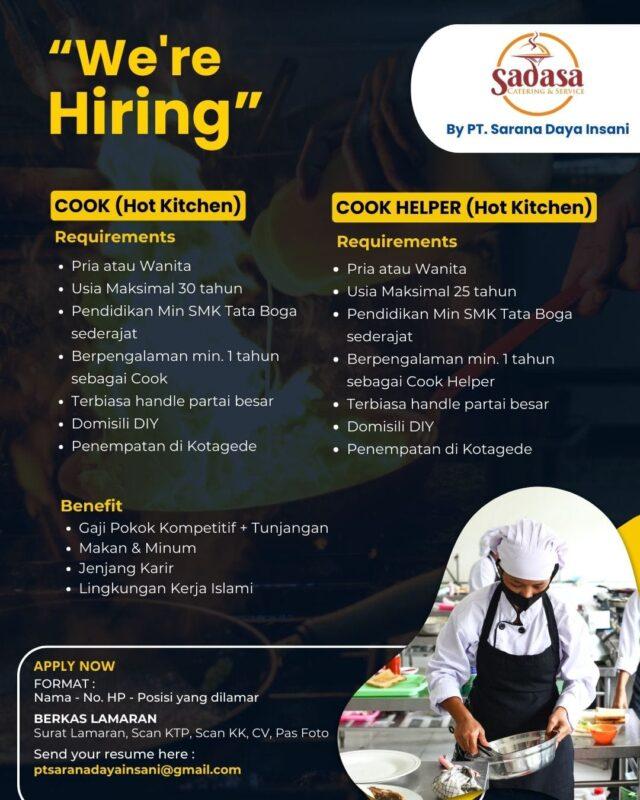 Lowongan Kerja Cook - Cook Helper di Sadasa Catering & Service ...