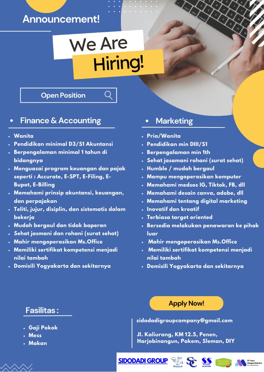 Lowongan Kerja Finance & Accounting - Marketing di Sidodadi Group - LokerJogja.ID