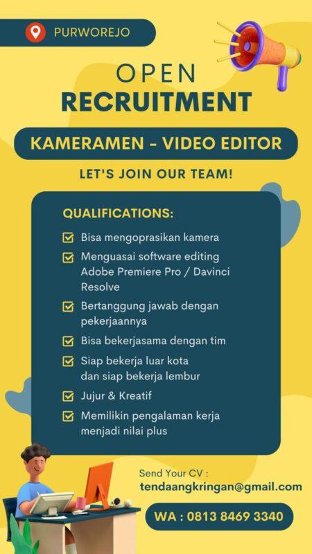 Lowongan Kerja Kameramen - Video Editor di Sumber Rejeki - LokerJogja.ID