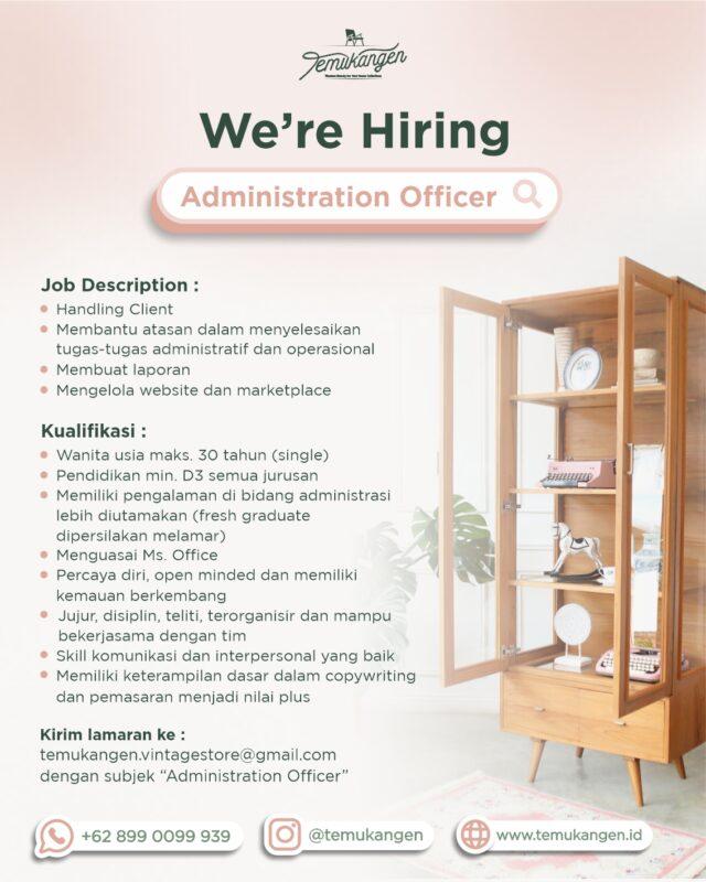 Lowongan Kerja Administration Officer di Temu Kangen Furniture ...