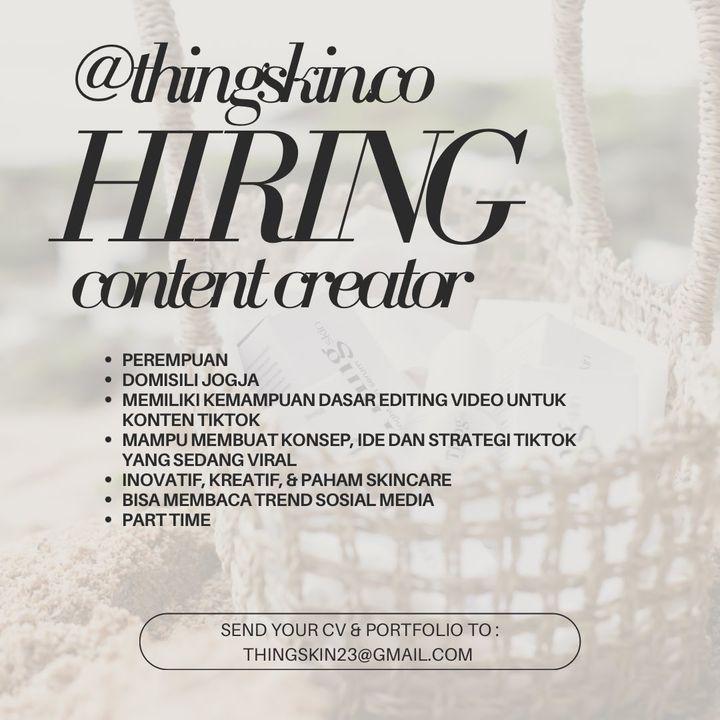 Lowongan Kerja Content Creator di Thingskin - LokerJogja.ID
