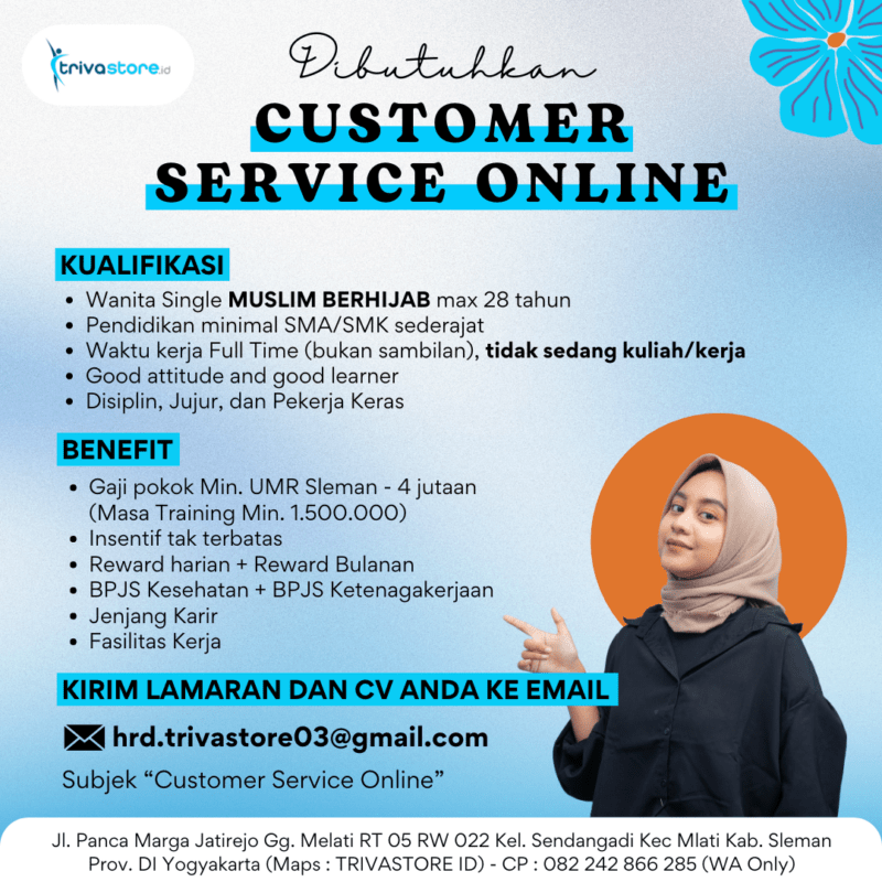 Lowongan Kerja Customer Service Online di Trivastore - LokerJogja.ID