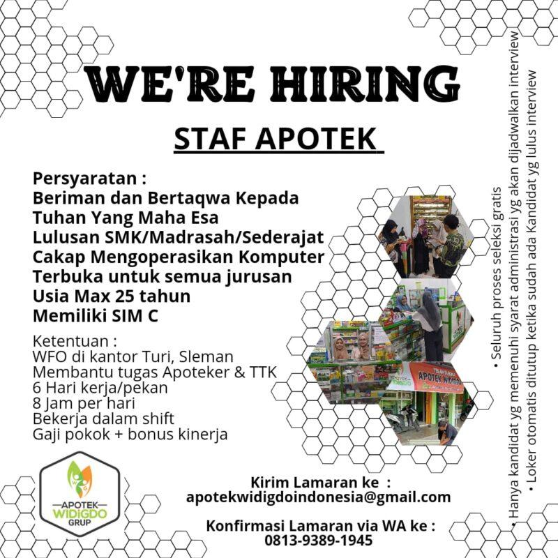 Lowongan Kerja Staff Apotek di Apotek Widigdo - LokerJogja.ID