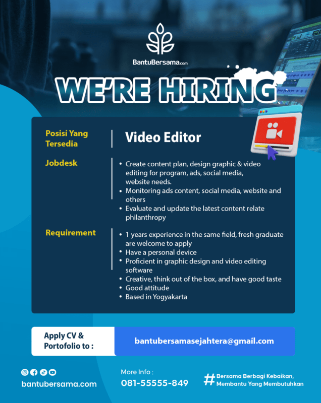 Lowongan Kerja Video Editor di Bantubersama.com - LokerJogja.ID