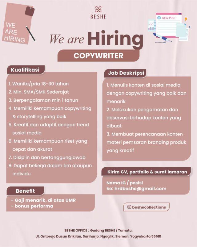 Lowongan Kerja Copywriter di Beshe Collections - LokerJogja.ID