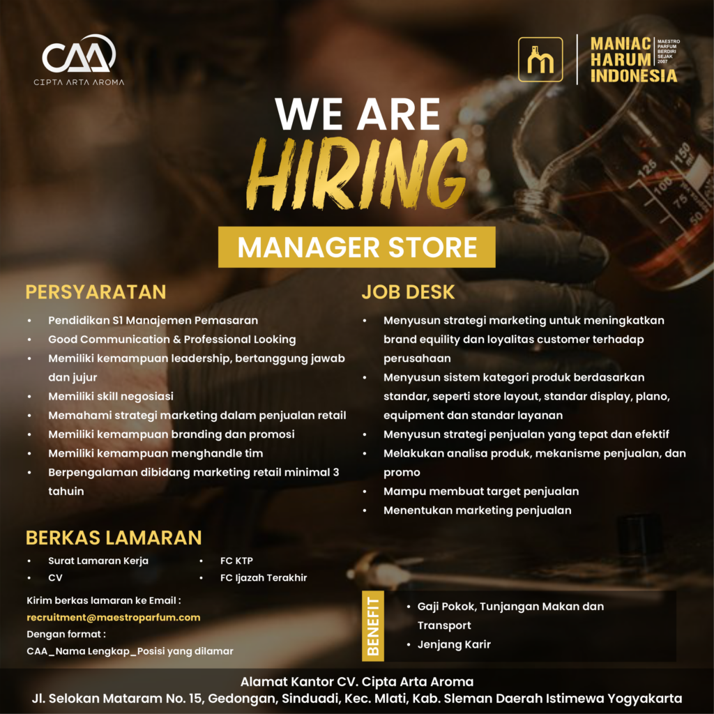 Lowongan Kerja Manager Store - Crew Store - Talent & Host Live - Social ...
