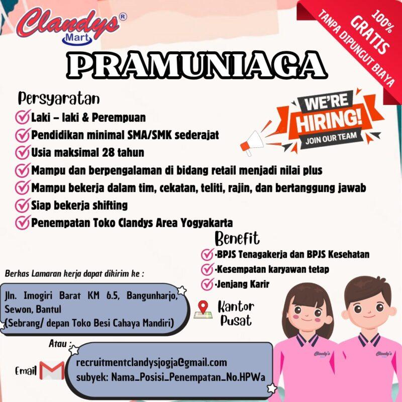 Lowongan Kerja Pramuniaga di Clandys Mart - LokerJogja.ID