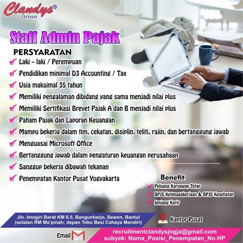 Lowongan Kerja Staff Admin Pajak di Clandys Mart - LokerJogja.ID
