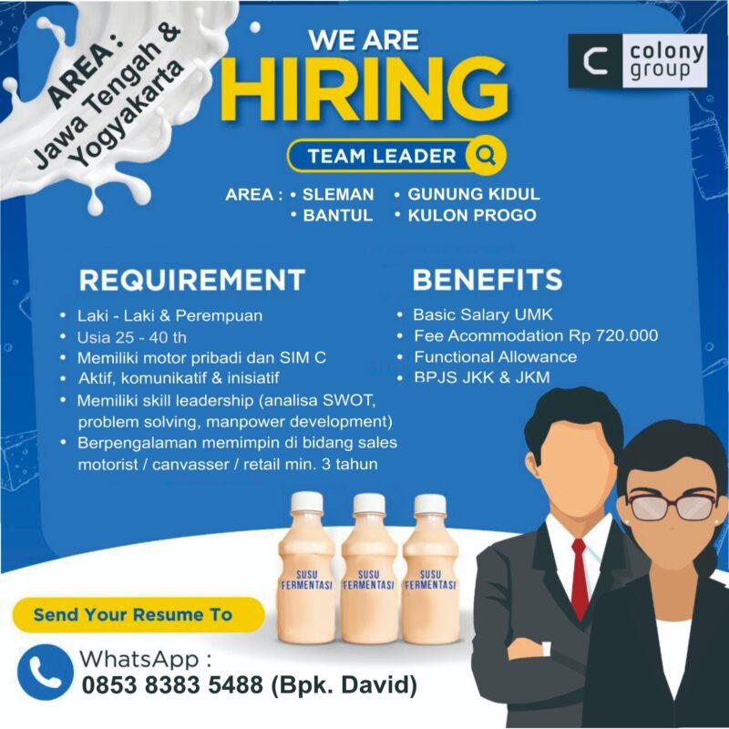 Lowongan Kerja Team Leader di Colony Group - LokerJogja.ID