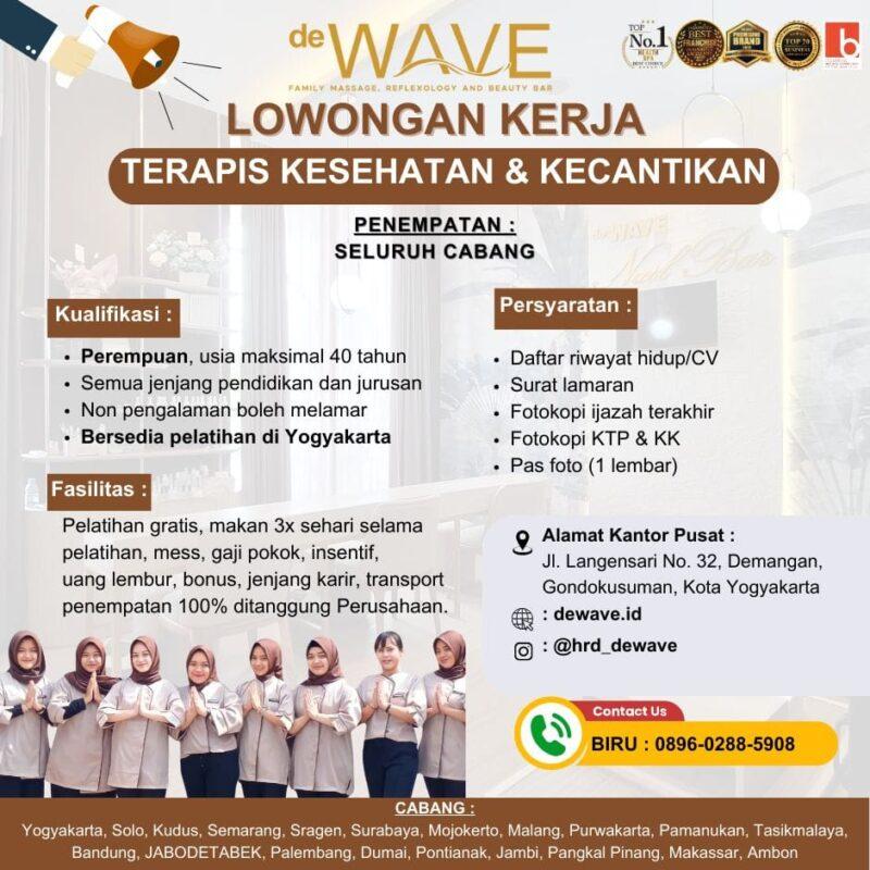 Lowongan Kerja Terapis Kesehatan & Kecantikan di deWAVE Family Massage, Reflexology & Beauty Bar ...