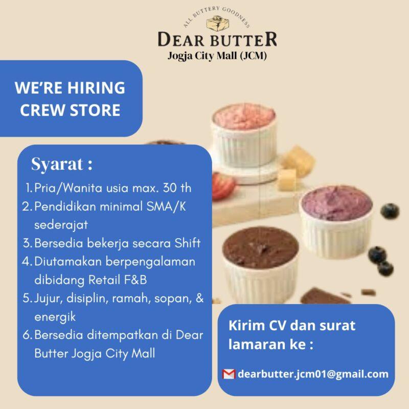 Lowongan Kerja Store Crew di Dear Butter - LokerJogja.ID
