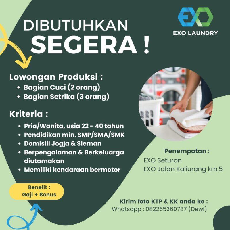 Lowongan Kerja Bagian Cuci - Bagian Setrika di EXO Laundry Jogja ...