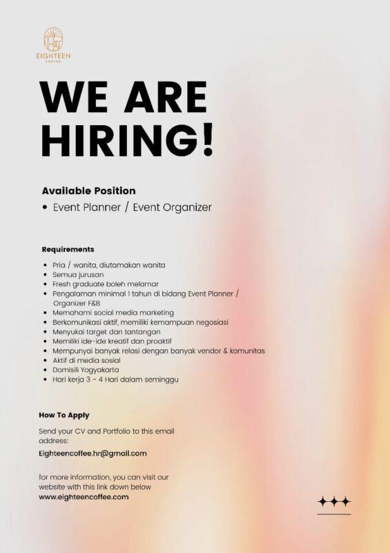 Lowongan Kerja Event Planner / Event Organizer di Eighteen Coffee Jogja ...