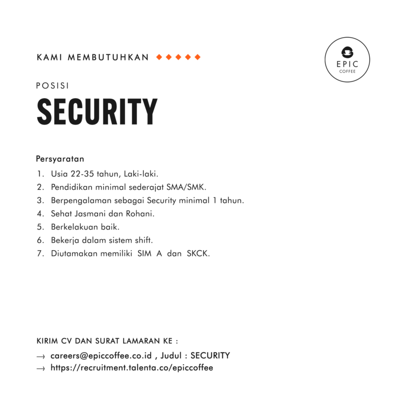 Lowongan Kerja Security di Epic Coffee - LokerJogja.ID
