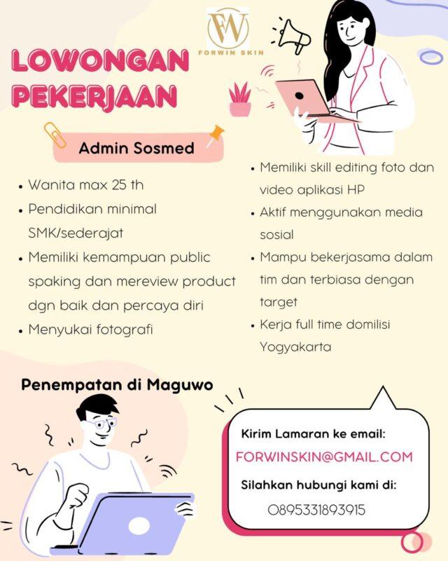Lowongan Kerja Admin Sosmed di Forwin Skin - LokerJogja.ID