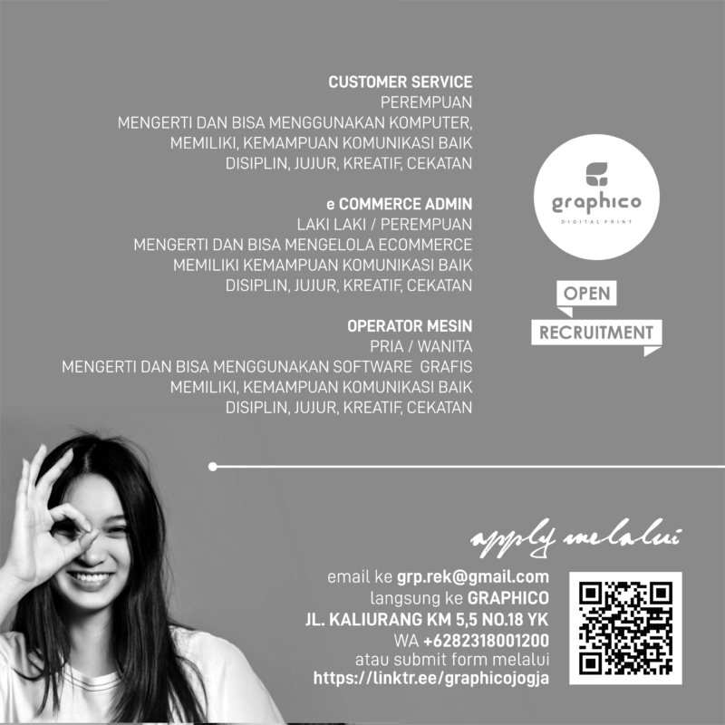Lowongan Kerja Customer Service - E Commerce Admin - Operator Mesin di Graphico Digital Printing ...